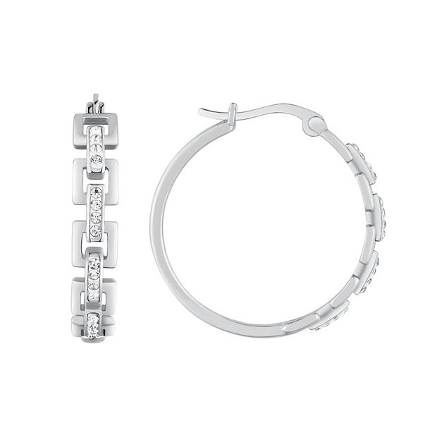 Chrystina Crystal Link Center Hoop Earrings