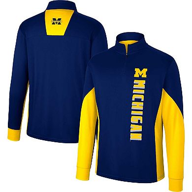 Men's Colosseum Navy Michigan Wolverines Bart Quarter-Zip Windshirt