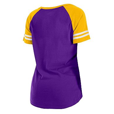 Women's New Era Purple/Gold Minnesota Vikings Logo Lace-Up Raglan T-Shirt