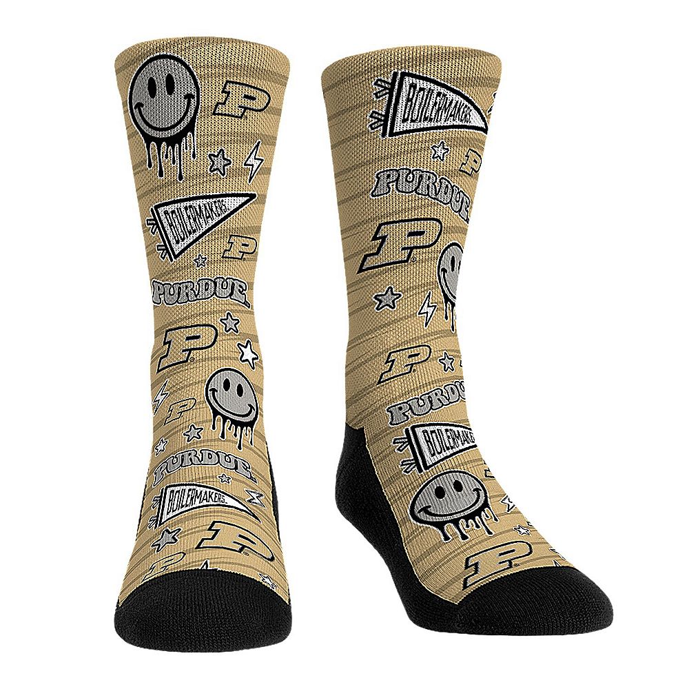 Rock Em Socks Purdue Boilermakers Smiley Stickers Crew Socks