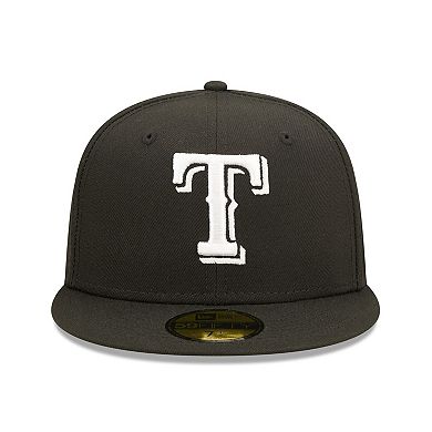 Men's New Era Black Texas Rangers Team Logo 59FIFTY Fitted Hat