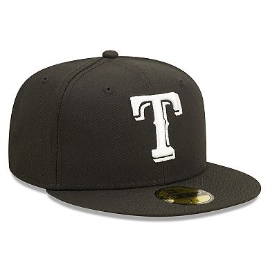 Men's New Era Black Texas Rangers Team Logo 59FIFTY Fitted Hat