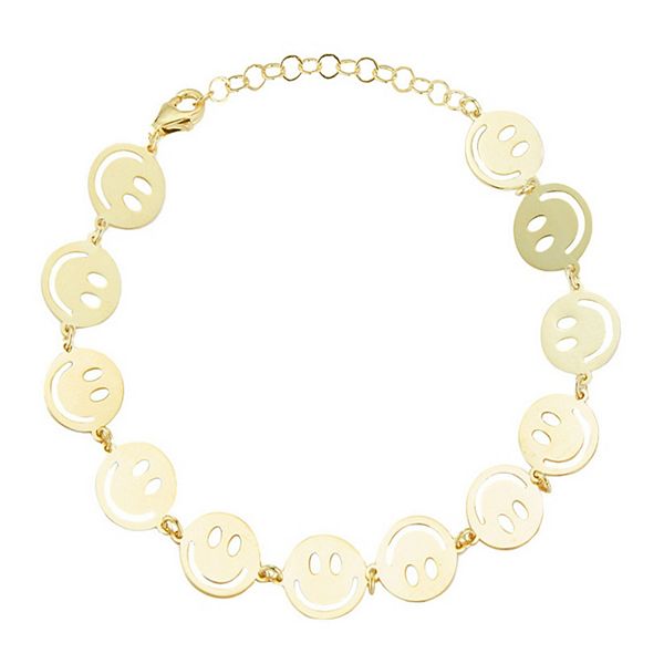 Sunkissed Sterling 14k Gold Over Silver Smiley Face Bracelet