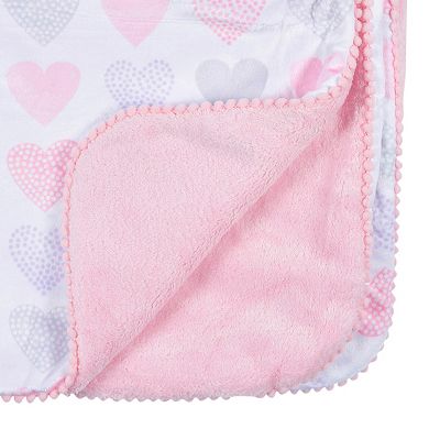 Baby Girl Just Born® Heart Print Plush Blanket