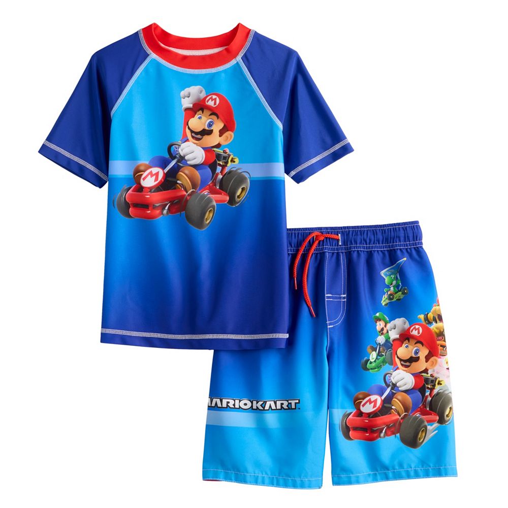 Boys 4-7 Nintendo Mario Rashguard & Swim Trunks Set