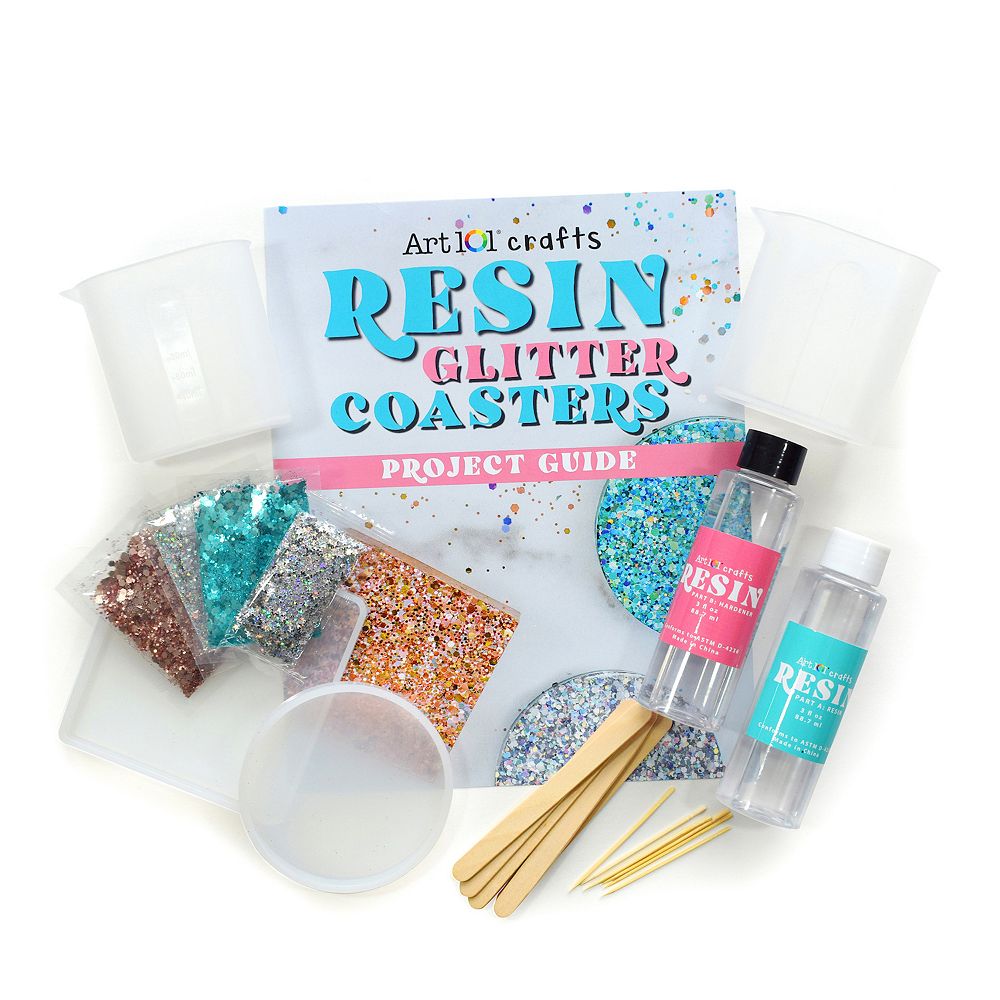 Art 101 Crafts Resin Glitter Coasters with 23 Pieces