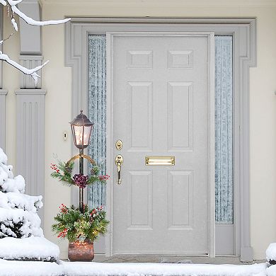 PULEO INTERNATIONAL Artificial Pine & Berries Lamp Post