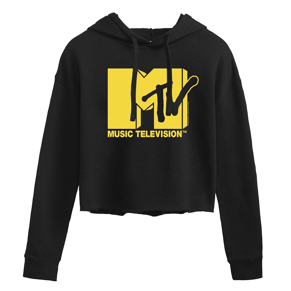 Juniors' MTV Logo Yellow Cropped Graphic Hoodie