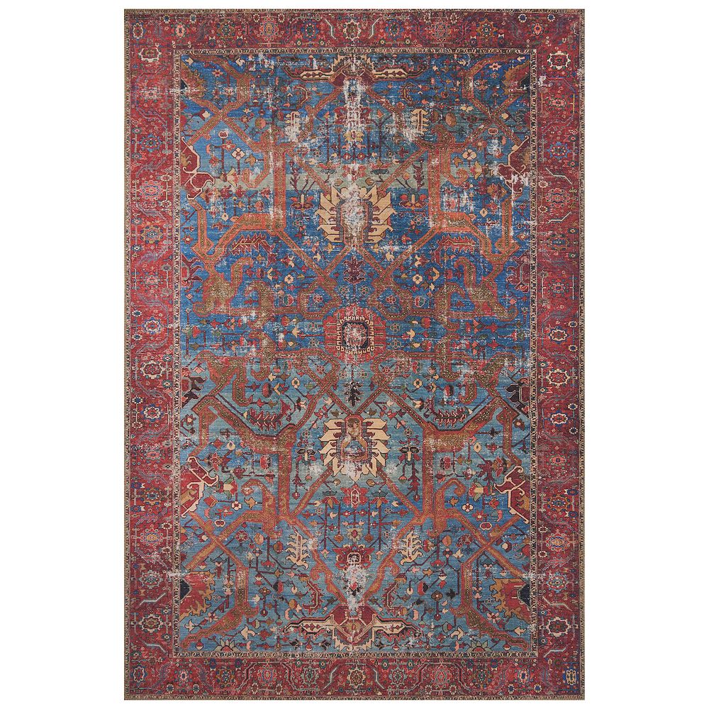 Loloi Loren Blue Red Accent or Area Rug