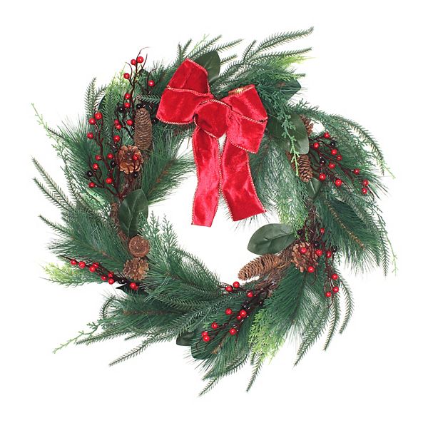 National Tree Company Christmas Mixed Pine Bow Artificial Wreath