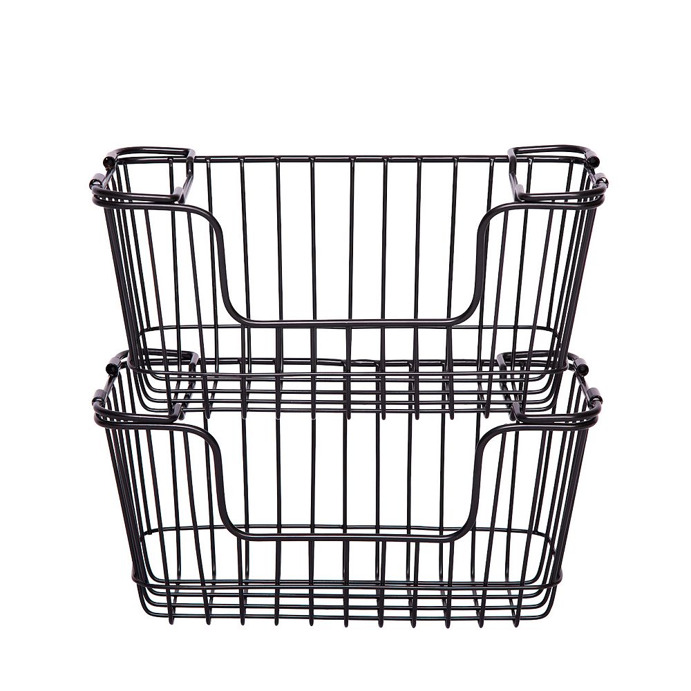 Saddle River Small Rectangular Metal Wire Stacking Basket 2-piece Set