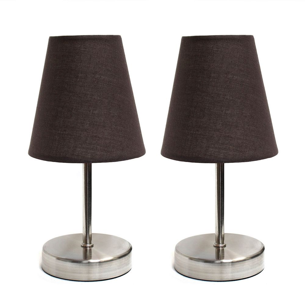 Simple Designs Sand Nickel Mini Basic Table Lamp with Fabric Shade 2 ...