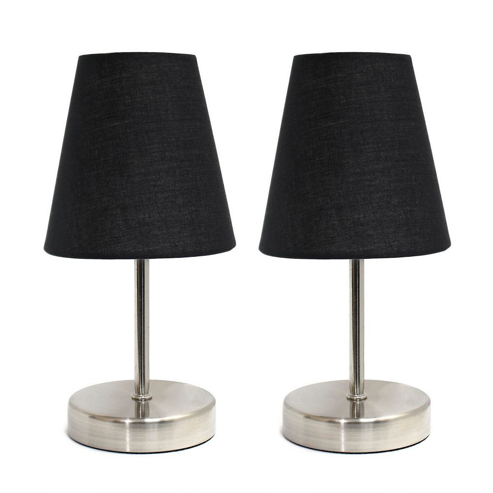 Simple Designs Sand Nickel Mini Basic Table Lamp with Fabric Shade 2 ...