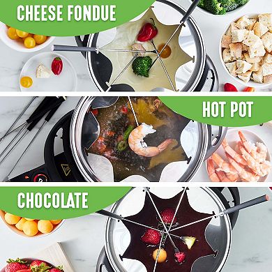GreenLife 14-Cup PFAS-Free Ceramic Nonstick Electric Fondue Pot Set