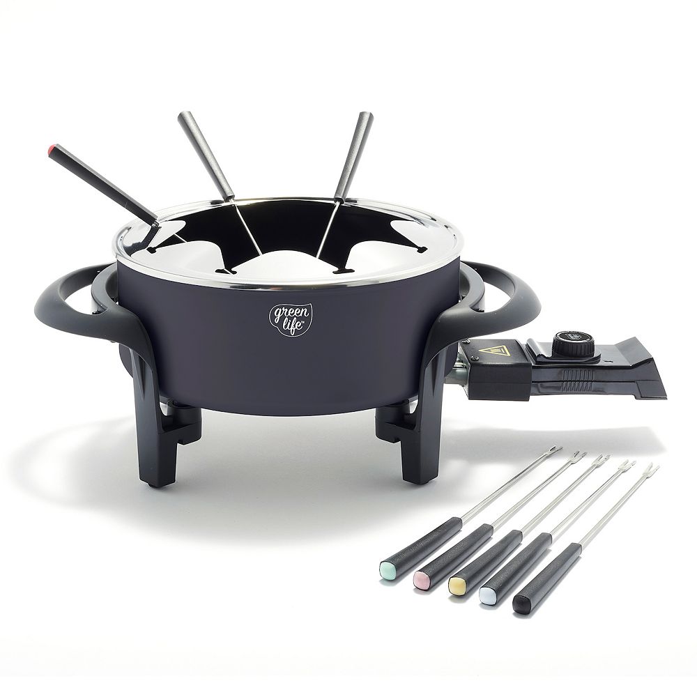 GreenLife 14-Cup PFAS-Free Ceramic Nonstick Electric Fondue Pot Set