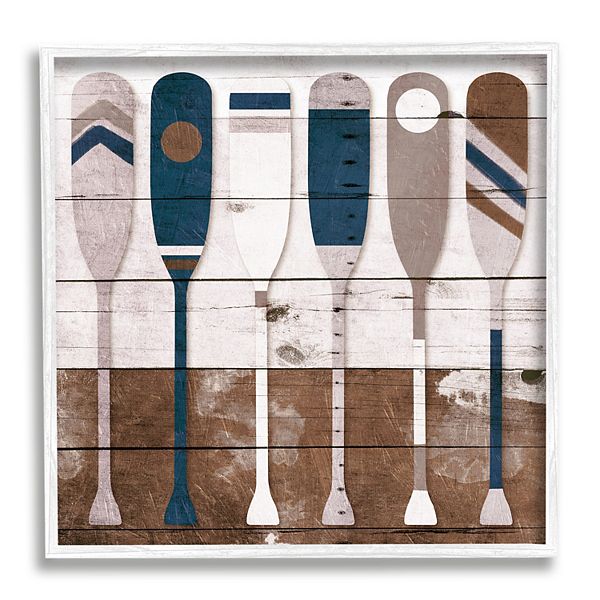 Stupell Home Decor Distressed Ocean Paddle Ores Framed Wall Art