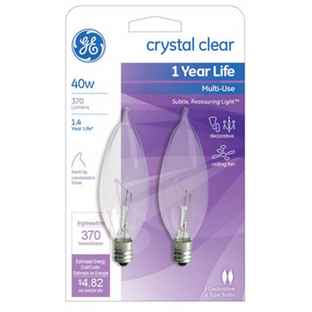 GE Lighting 76236 40W Clear Bent Tip Light Bulb, Pack Of 4