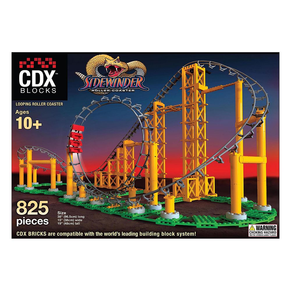 CDX Blocks Brick Construction Sidewinder Roller Coaster Building Set