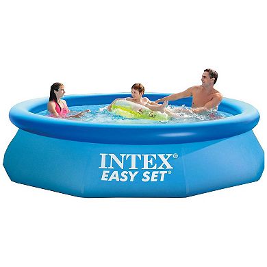 Intex Easy Set 10 Foot x 30 Inch Above Ground Inflatable Round Swimming ...