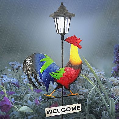 Crosslight Rooster Welcome Sign Solar Stake Light