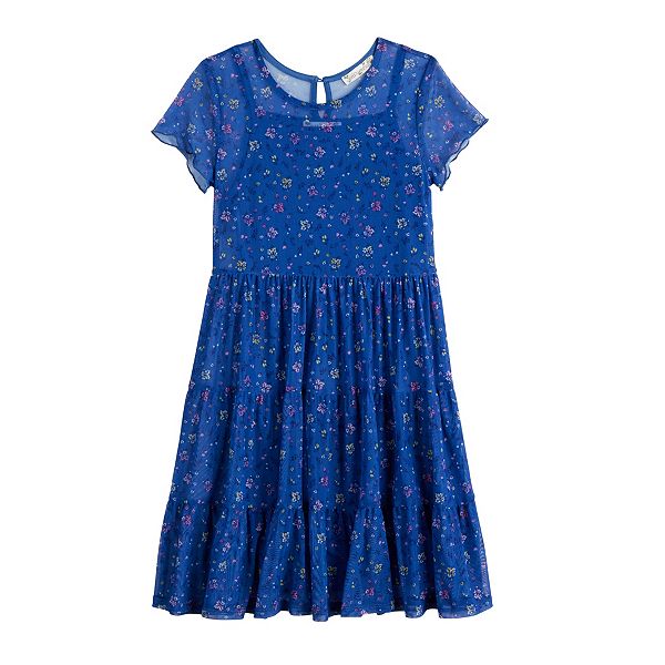 Girls 7-20 Knit Works Tiered Mesh Babydoll Dress in Regular & Plus Size