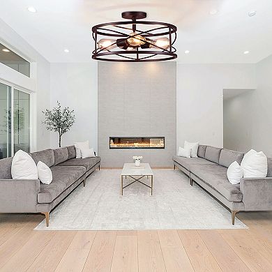 Defong 4-Light 17-Inch Semi Flush Mount Light for Bedroom, Living Room ...