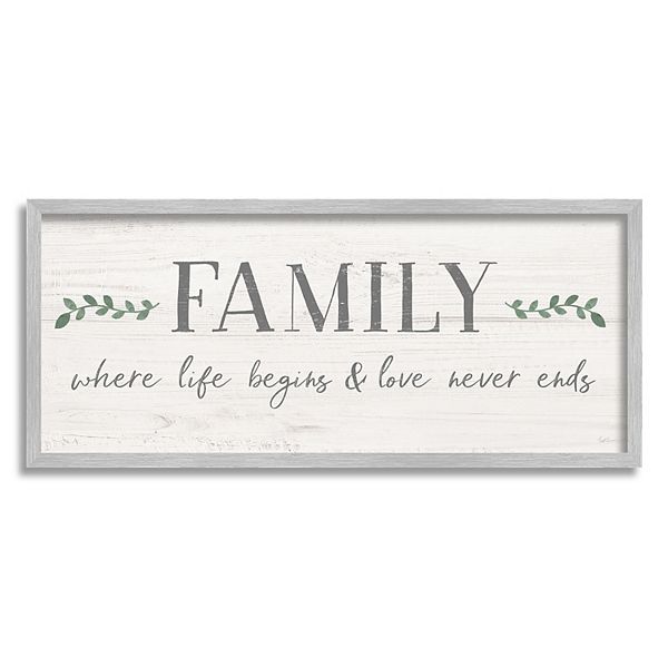 Stupell Home Decor Family Life Begins Love Never Ends Wall Art