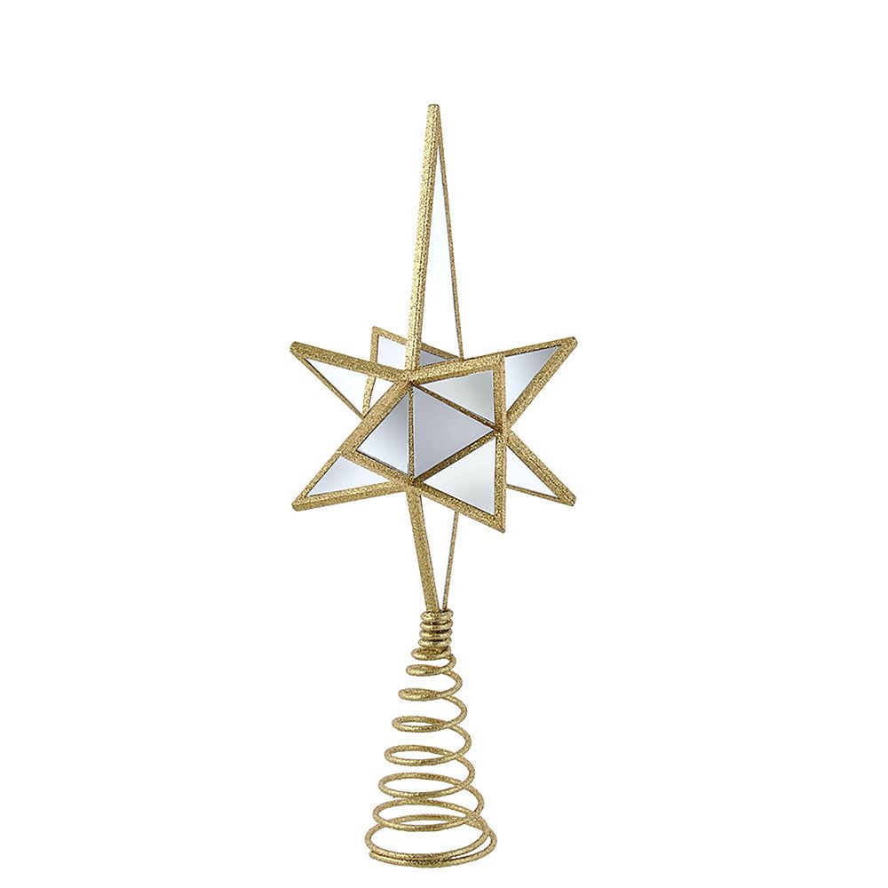 Mirror Narrow Gold Finish Star Christmas Tree Topper