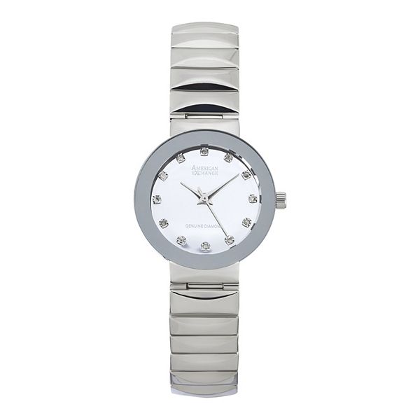 American Exchange Women's Genuine Diamond Collection Silver Tone ...