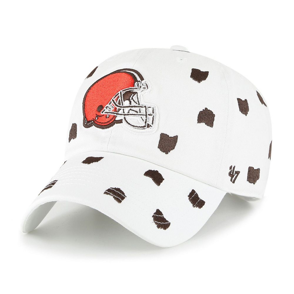 Women's '47 White Cleveland Browns Confetti Clean Up Logo Adjustable Hat