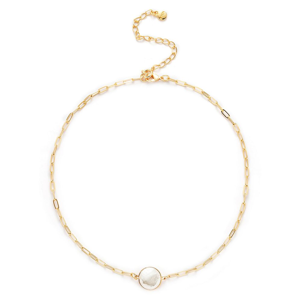 Roman 14k Gold Plated Glass Simulated Baroque Pearl Medallion Choker ...