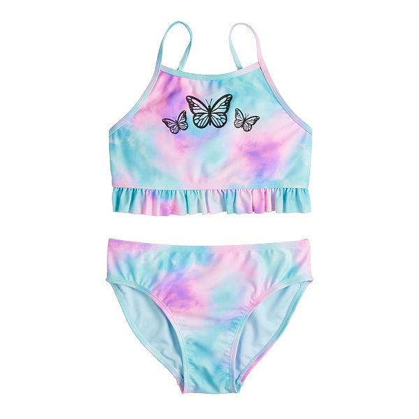 Girls 7 16 So® Butterfly Ruffled Tankini Top And Bottoms Swimsuit Set
