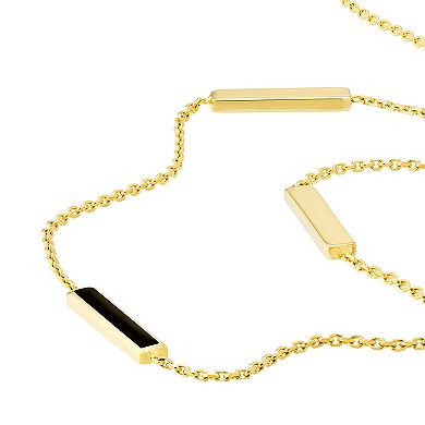 Color Romance 14k Gold Alternating Colored Enamel Bar Station Bracelet