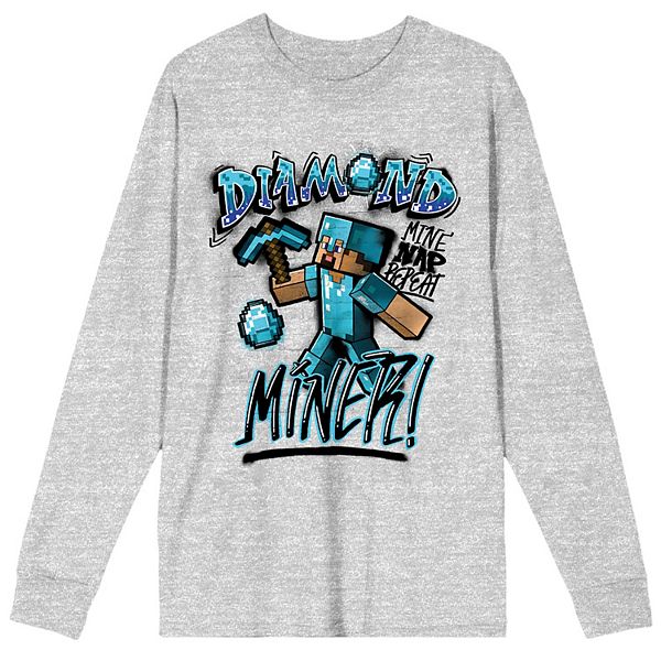 Men's Minecraft Diamond Miner Long Sleeve Tee