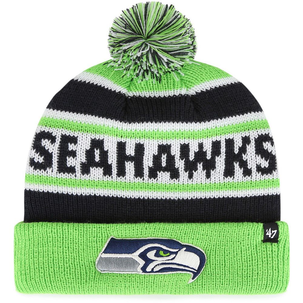 Youth '47 College Navy/Neon Green Seattle Seahawks Hangtime Cuffed Knit ...