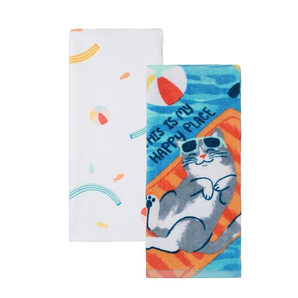 Celebrate Together™ Summer Happy Place Cat Kitchen Towel 2-pk.