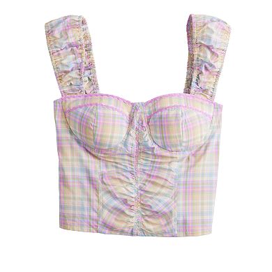 Juniors' SO® Pastel Plaid Bustier Corset Top