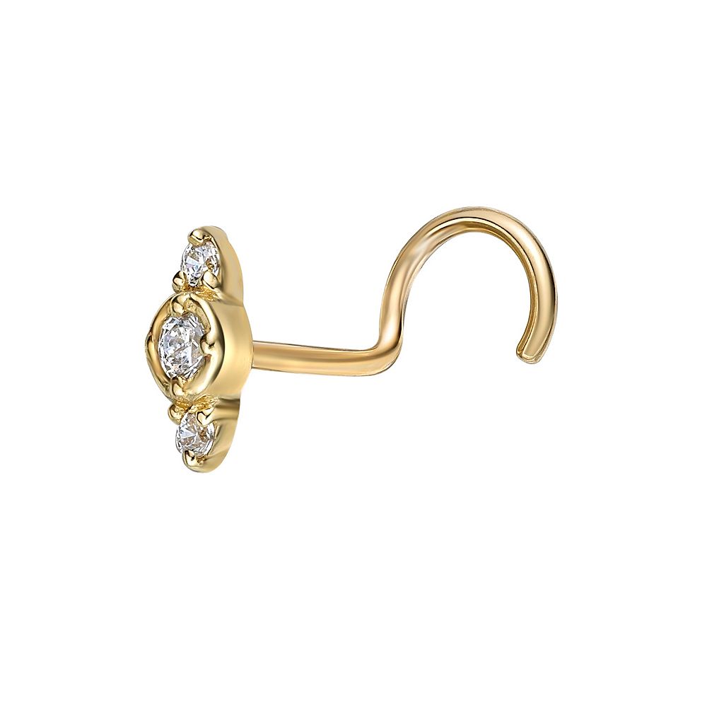 Lila Moon 10k Gold Cubic Zirconia Curved Nose Ring Stud