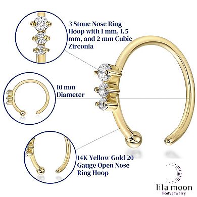 Lila Moon 14k Gold Cubic Zirconia Open Nose Ring