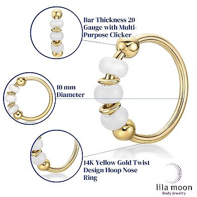 Lila Moon 14k Gold Seamless White Bead Nose Ring
