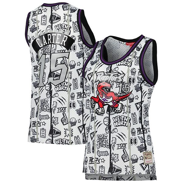 Women's Mitchell & Ness Vince Carter White Toronto Raptors 1998 Doodle ...