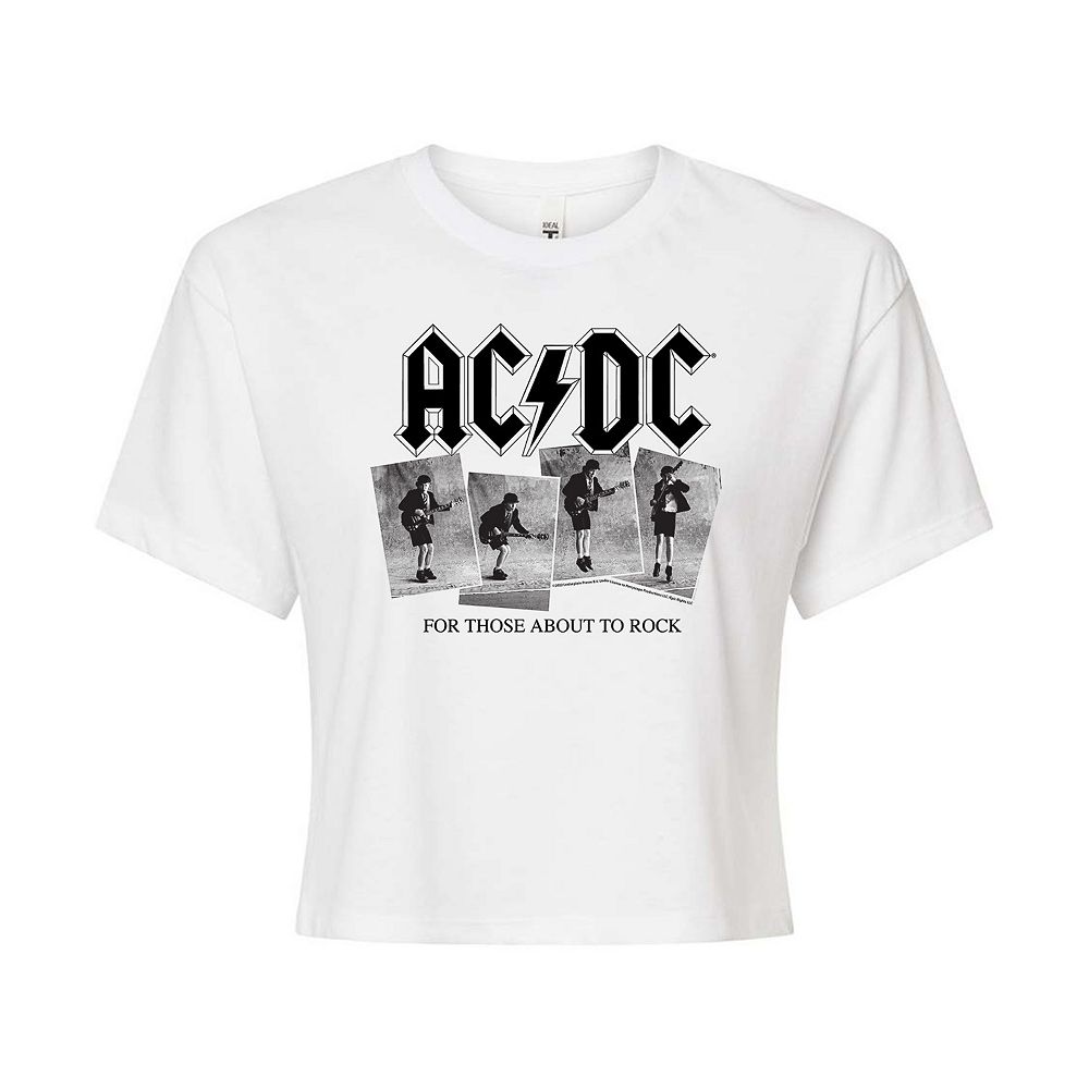 Juniors' AC/DC Rock Photos "About To Rock" Cropped Graphic Tee