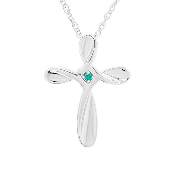 Boston Bay Diamonds Sterling Silver Gemstone Cross Pendant Necklace
