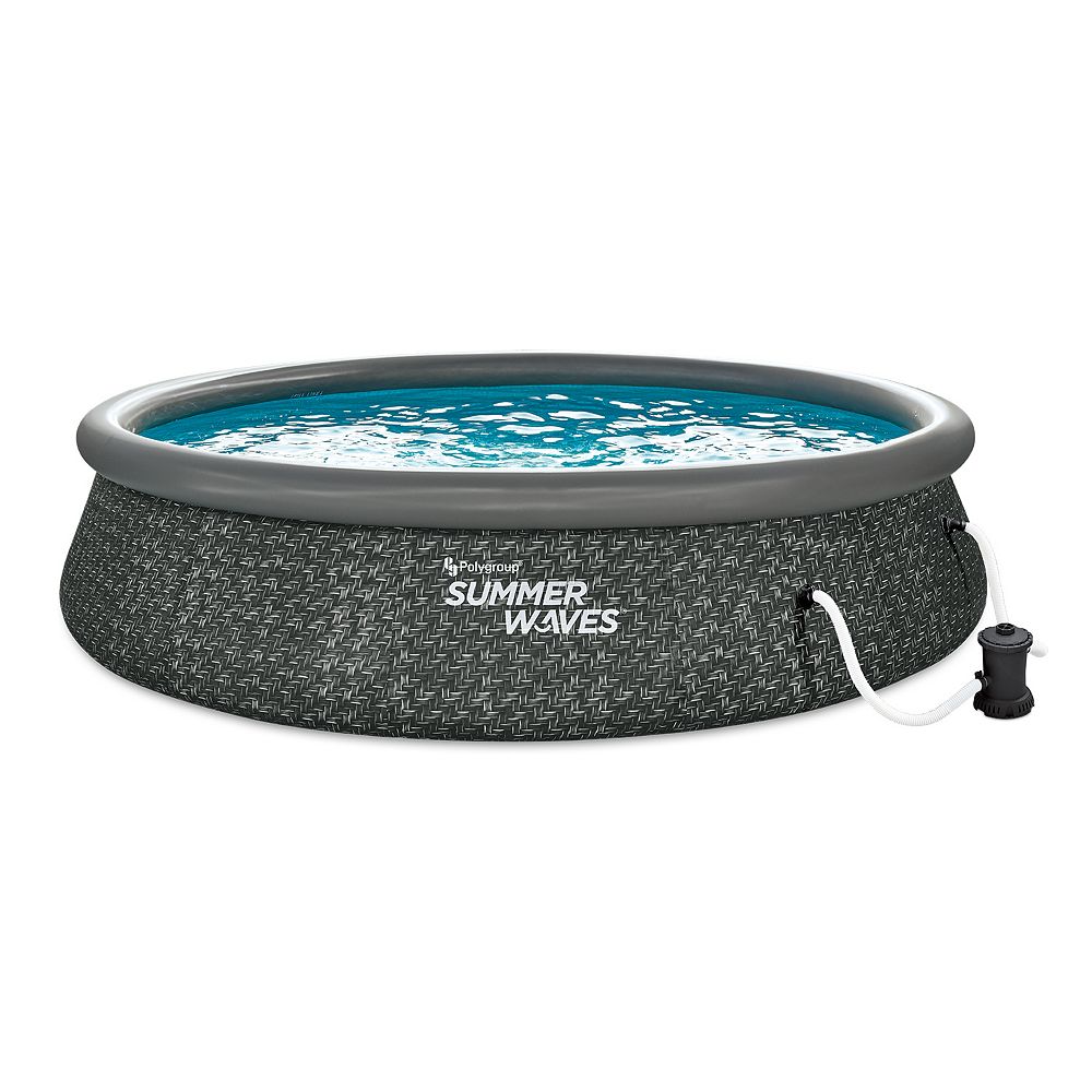 Summer Waves 14 x 3 Ft Quick Set Above Ground Swimming Pool with Pump ...