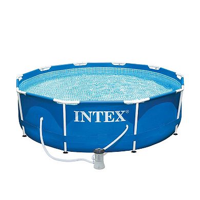 Intex 28201EH 10' x 30" Metal Frame Above Ground Swimming Pool Kit w ...