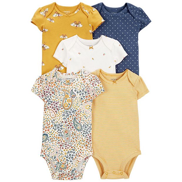 Baby Girl Carter s 5 Pack Short Sleeve Paisley Butterfly Bodysuits