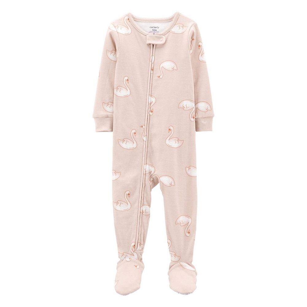 Toddler Girl Carter's Swans Footed Pajamas