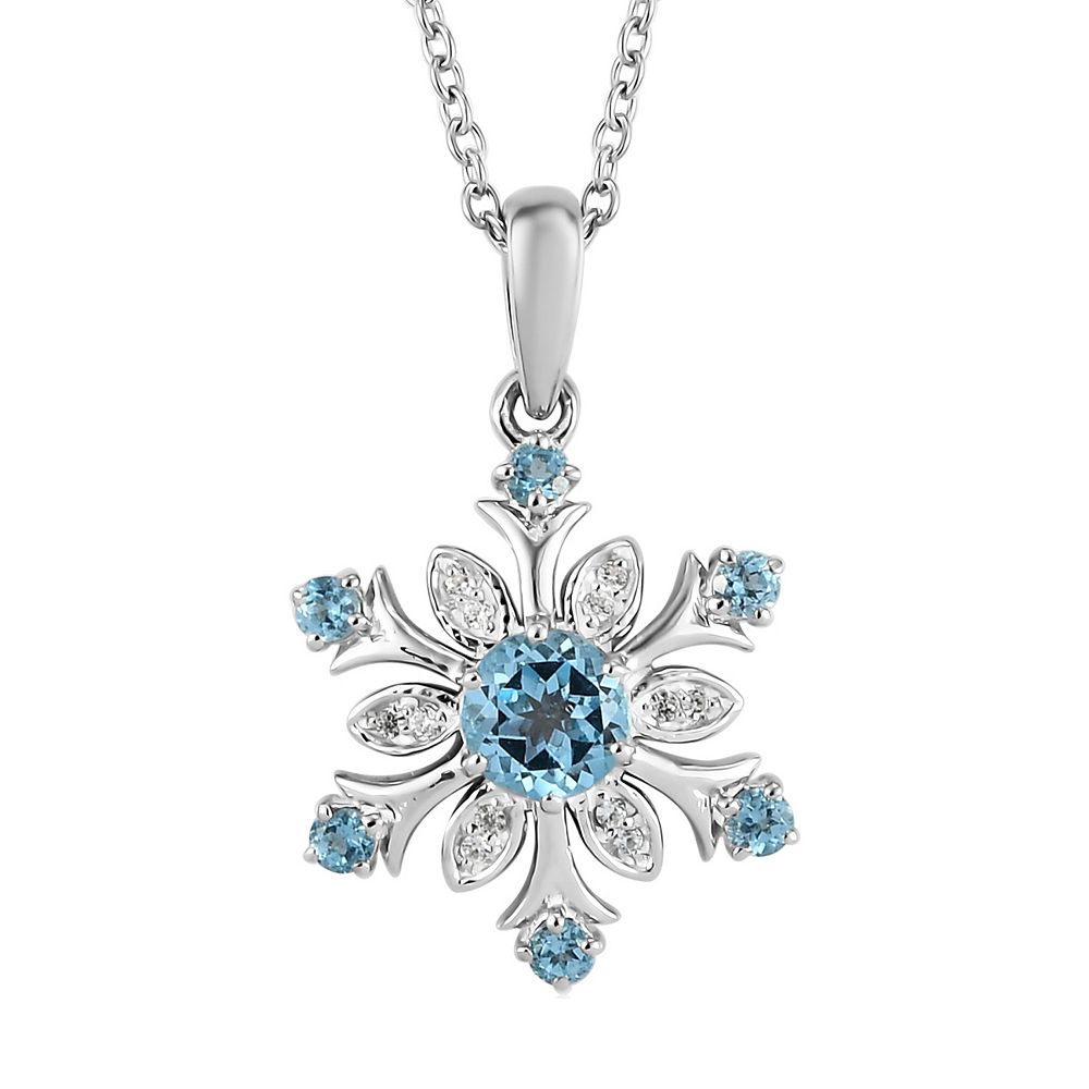 Sterling Silver Round Blue Topaz & White Zircon Accent Snowflake ...