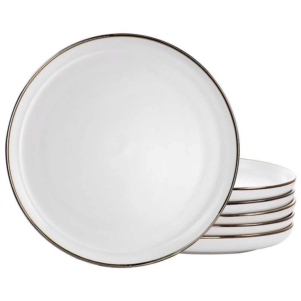 Elama Arthur 6 Piece Stoneware Dinner Plate Set in Matte White with ...