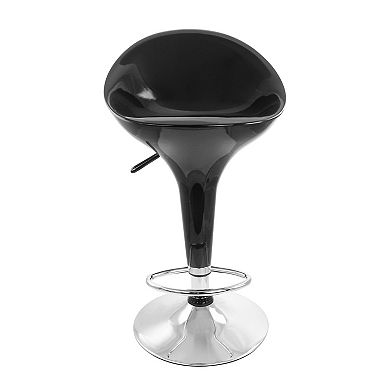 Elama 2 Piece Modern Bombo Adjustable Bar Stool in Black with Chrome Base